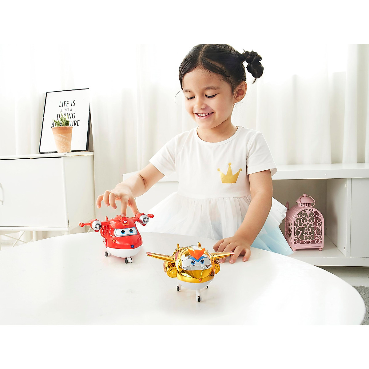 Super Wings 5" Transforming Toys 5-Pack, Supercharged Jett, Supercharged Paul, Supercharged Dizzy, Golden Boy & Sunny Airplane Toys Action Figures, Preschool Toy Plane for 3 4 5 Year Old Kids