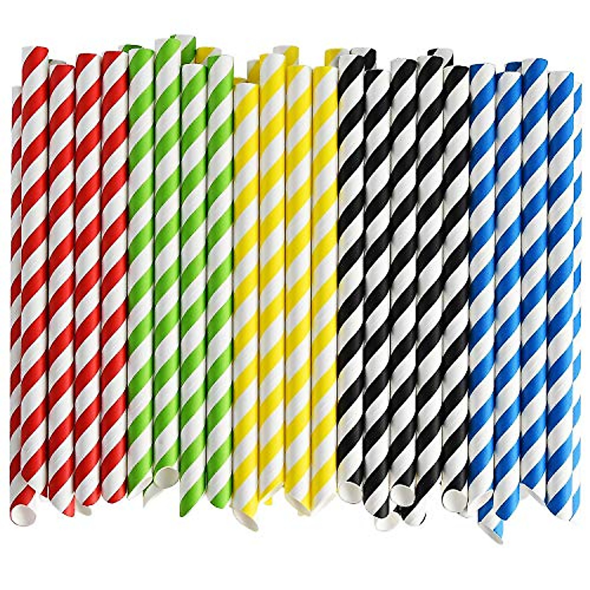 ALINK 50 Striped Paper Boba Straws + 50 Wrapped Paper Boba Straws