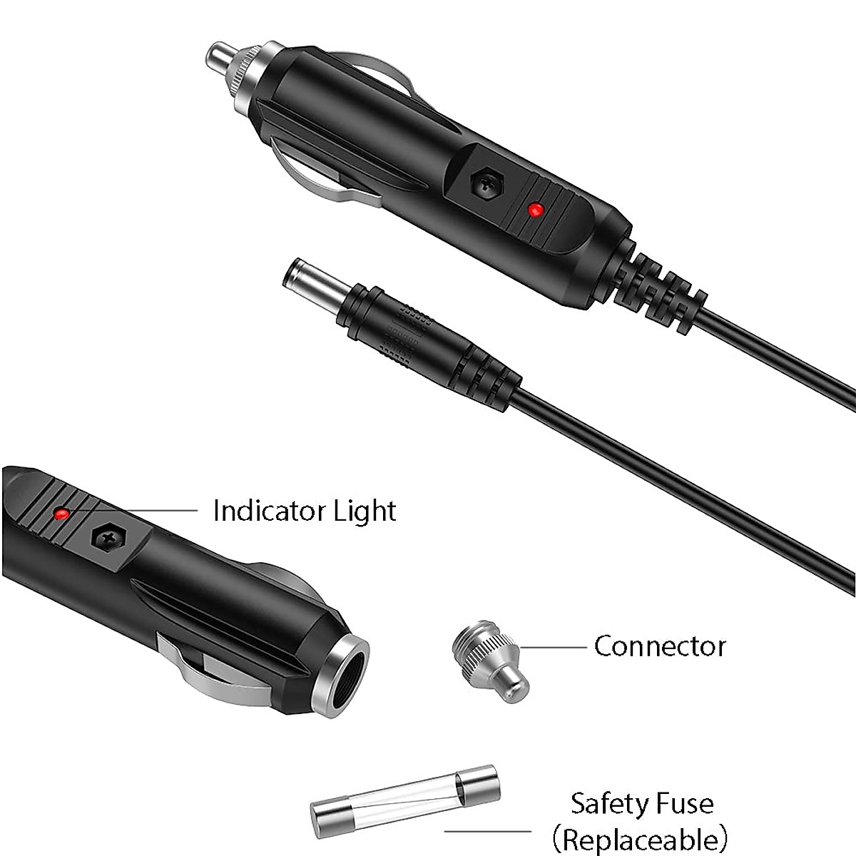 DC 12V 2A Car Charger Universal Power Cord Cigarette Lighter for Portable RCA DVD Player, Sylvania, DBPOWER, GPS, Bluetooth Speakers, Spectra S1 Breast Pump, Label Maker, Camera, Snailax Seat Cushion