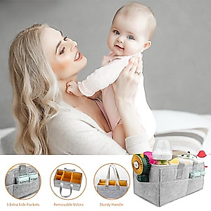 Anysiny Baby Diaper Caddy- Portable Toddler Diaper Stackers & Caddies Nursery Storage Bin and Car Organizer for Diapers and Baby Wipes, Collapsible Newborn Caddies Car Travel Baby Shower Basket
