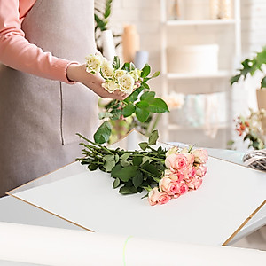 40 Sheets Gold Edge Flower Wrapping Paper with Cards, White Bouquet Wrapping Paper Watertight Floral Wrapping Paper, Florist Bouquet Supplies, DIY Floral Paper for Flower Shop Wedding Birthda