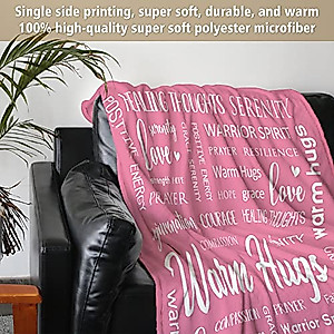 Warm Hugs Blanket - Breast Cancer Gifts for Women, Strength Courage Positive Get Well Soon Gift for Friend Family, Healing Inspirational Soft Comfort Throw Blanket
