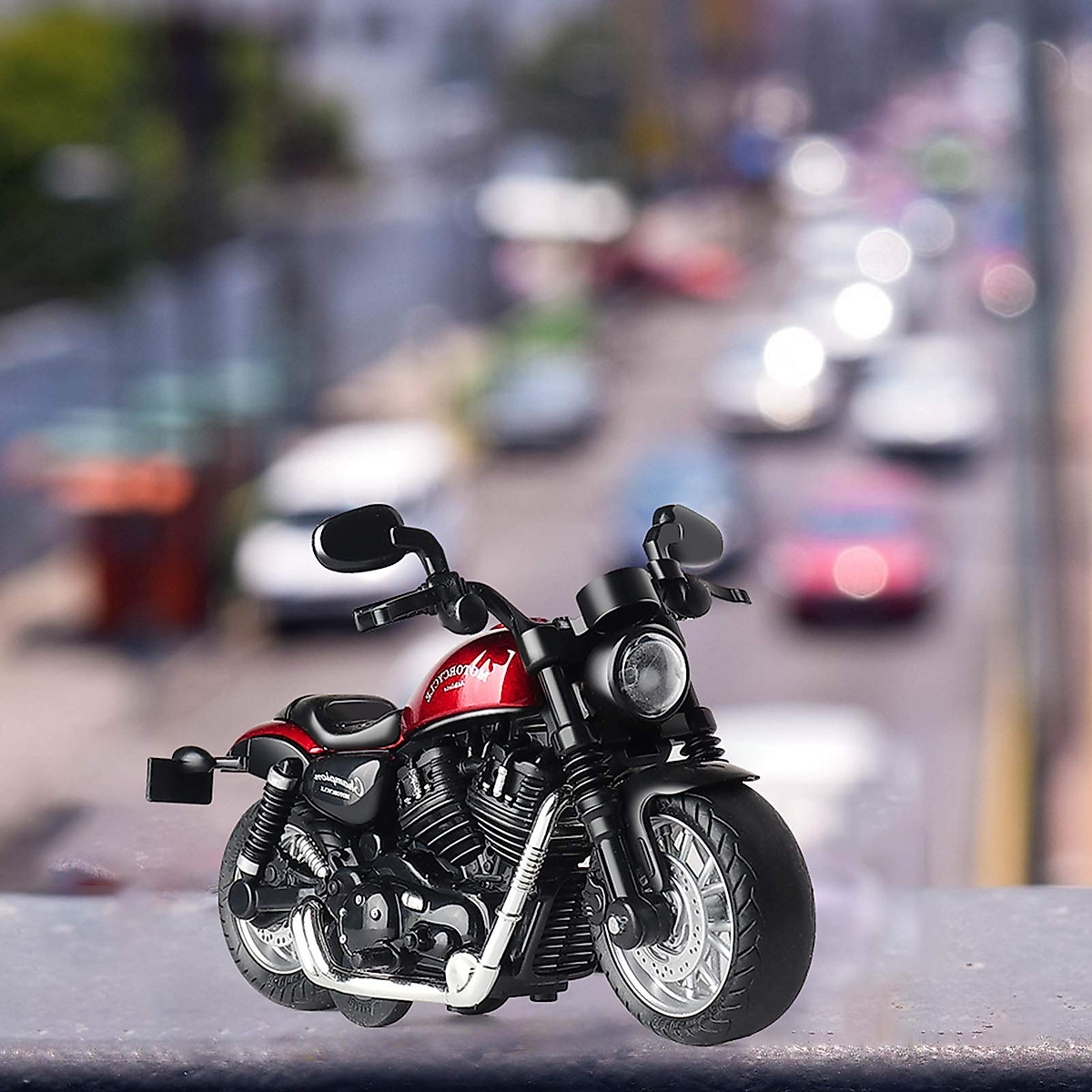 MING YING 66 Mini Toy Motorcycle - Pull Back Toy Cars with Sound and Light Toy,Toy Motorcycles for Toddlers,Motorcycle Toys for Boys Age 3-9 (Red)