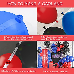 Red Blue Black Balloon Arch Kit, Spider Balloon Arch Kit, Red Blue and Black Balloons Hero Theme Party Decorations, Spider Balloon Arch for Boys Birthday Baby Shower Hero Theme Party