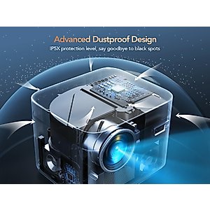 [Auto Focus/Keystone] TOPTRO X7 Android TV Projector with WiFi and Bluetooth, Smart Projector 4K Supported, 600 ANSI, Dust-proof, 50% Zoom, Outdoor Projector with Netflix/YouTube Built-in, 8000+ Apps