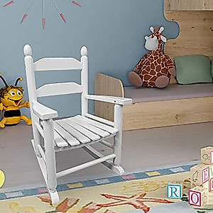 HomVent Kids Rocking Chair, Outdoor Kids' Rocking Chairs, Childs/Toddler/Childrens Porch Rocker Chair, Wooden Rocker for Ages 2-10 Living Room,Bedroom,Balconies, Porches,Children's Rooms (White)
