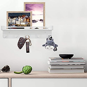 NC Key Holder for Wall Hooks and Rack Decorative Mail Hanging Hanger Hook Ring Organizer with Shelf ,5 Key Hooks Stainless Steel White