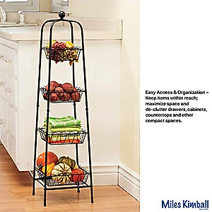 Fox Valley Traders 4-Tier Metal Basket Stand for Storage and Organization, One Size Fits All