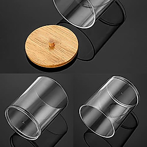 Hipiwe Acrylic Qtip Holder Dispenser with Lid 4-Pack Clear Apothecary Jars Vanity Makeup Organizer Bathroom Accessories Storage Canisters for Cotton Ball Swab Round Pads Floss