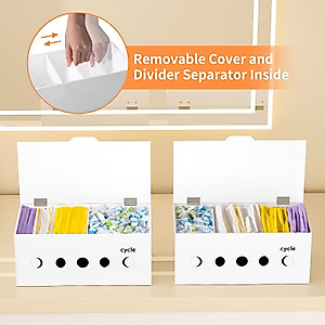 FEMELI Tampon Holder for Bathroom, Acrylic Cycle Pad Storage Organizer with Lid, Discreet Feminine Women Products Case Container Period Bin for Shark Week Bathroom Accessories Decor Box