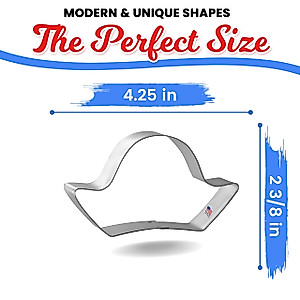 Foose Cookie Cutters 4.25 in Pirate Hat Metal Cookie Cutter Shapes Made in USA, Silver