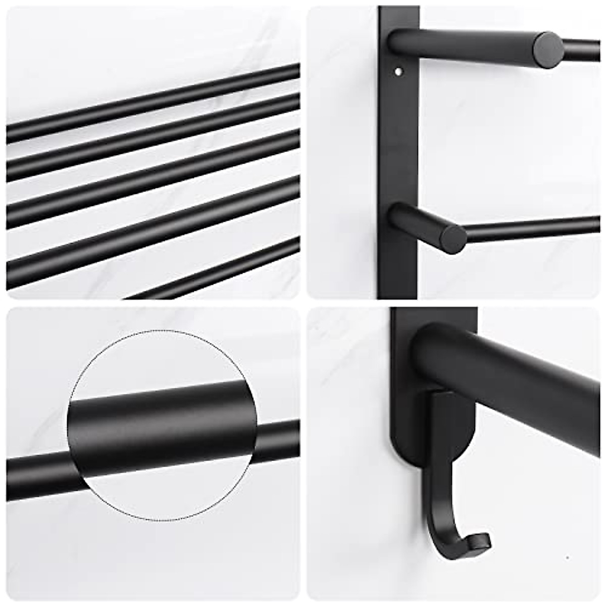 NearMoon Bathroom 3 Tier Towel Shelf- Premium SUS304 Stainless Steel Towel Rack with Double Towel Bar Space Saving Towel Hangers Bath Storage Organizer Accessory Wall Mounted (24 Inch, Matte Black)