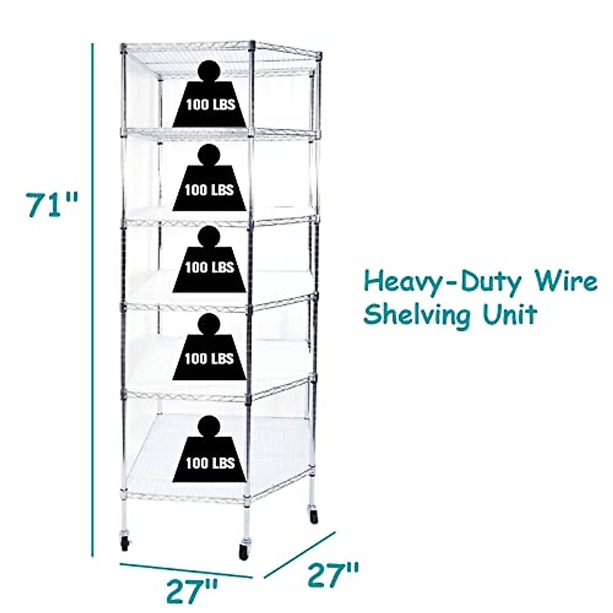 BELANITAS 6 Shelf Corner Wire Shelf Corner Metal Shelf Storage Steel Shelves for Storage Unit Metal Shelf Wire Rack, 26.77" L x 26.77" W x 70.87" H,Silver