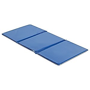 ECR4Kids Everyday Folding Rest Mat, 3-Section, 1in, Classroom Furniture, Blue/Grey