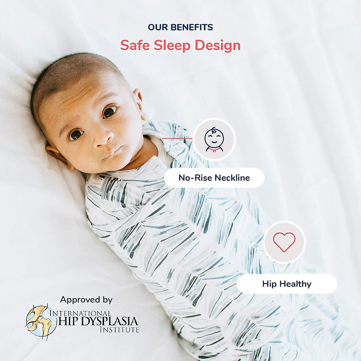 embé 2-Way Starter Baby Swaddle, 6-14 lbs, Newborn Swaddle Sack 0-3 Months, Zip & Velcro Swaddle 0-3 Months Baby Swaddles Wrap, Hip Healthy, Infant Swaddle - Angle Stripe