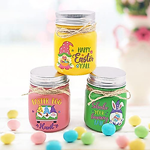 Easter Mini Mason Jar Spring Easter Tiered Tray Decor Easter Bunny Gnome Table Sign Farmhouse Tiered Tray Decor Easter Egg Hunt Rustic Table Decoration for Home Kitchen Tray Counter Gift Idea Set of 3