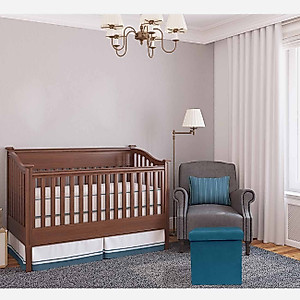 Sorbus Storage Ottoman Foot Rest Cube– Small Folding Ottoman Bedroom Bench Chest 15 Inch Toy Box Coffee Table, Shoe Storage, Foot Stool, Pouf Storage Ottoman, Seat, Suede Velvet Fabric - Teal Blue