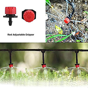 MSDADA Garden 50Ft Automatic Micro Irrigation System, 1/4" Blank Distribution Plant Watering Irrigation Kit Accessories Include Atomizing Nozzle Mister Dripper for Garden Greenhouse, Flower Bed,Patio