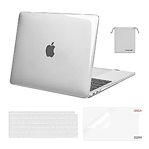 MOSISO Compatible with MacBook Air 13 inch Case 2022, 2021-2018 Release A2337 M1 A2179 A1932 Retina Display Touch ID, Plastic Hard Shell&Keyboard Cover&Screen Protector&Storage Bag, Transparent