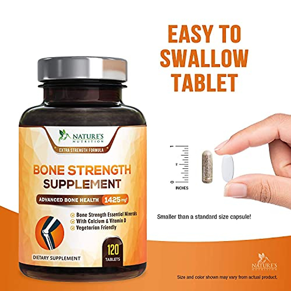 Bone Supplement with 1000 mg Calcium, Magnesium, Boron, Zinc, Vitamin D3 and K - Dietary Supplements for Bone Strength with Calcium Citrate and MCHA - Non-GMO, Gluten and Soy Free - 120 Capsules