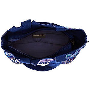 Laurel Burch Tote Zipper Top, 12 by 3-1/2 by 8-1/2-Inch, Tres Gatos, Blue/Gold