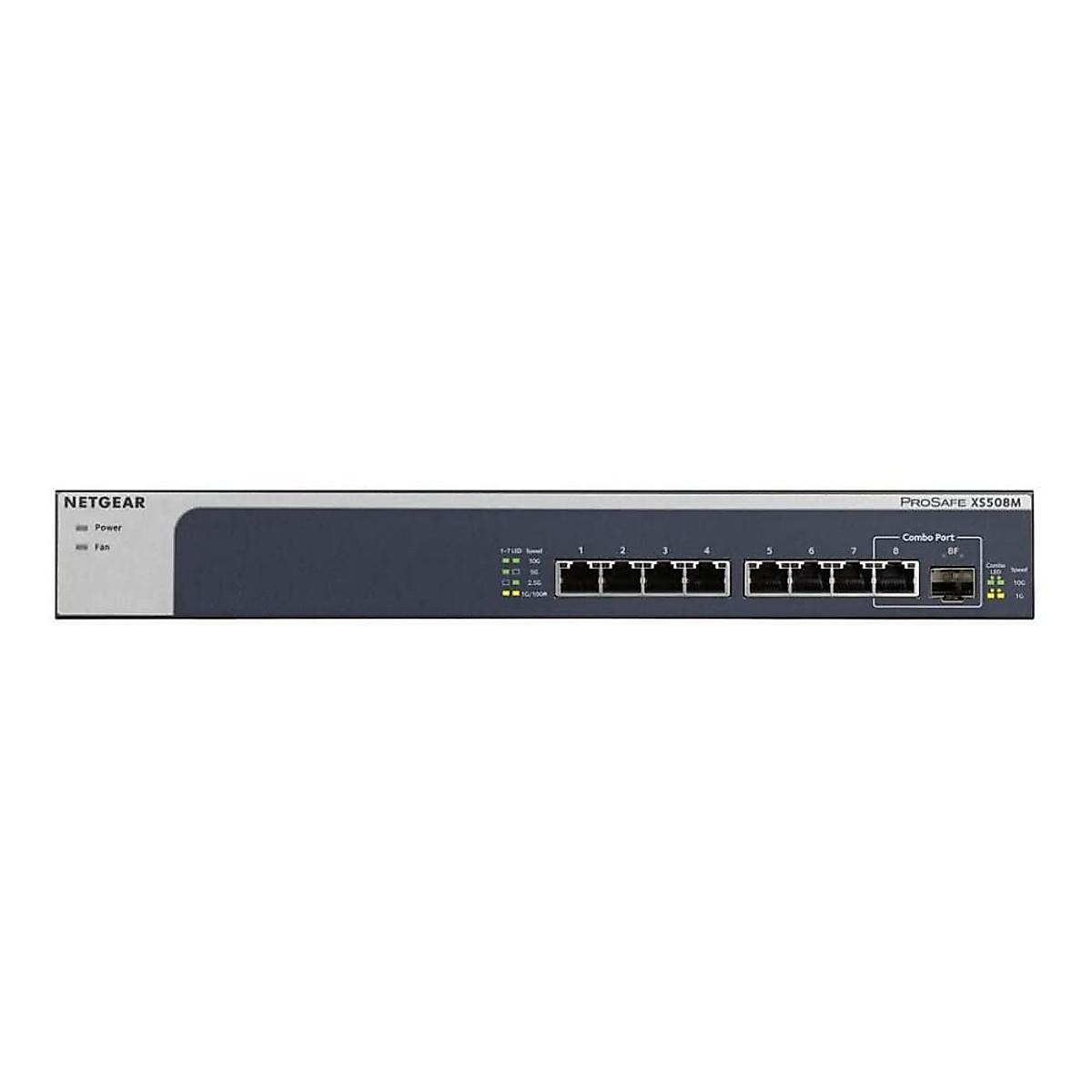 NETGEAR 8-Port 10G Multi-Gigabit Ethernet Unmanaged Switch (XS508M) - with 1 x 10G SFP+, Desktop/Rackmount, and ProSAFE Lifetime Protection, Black, Grey