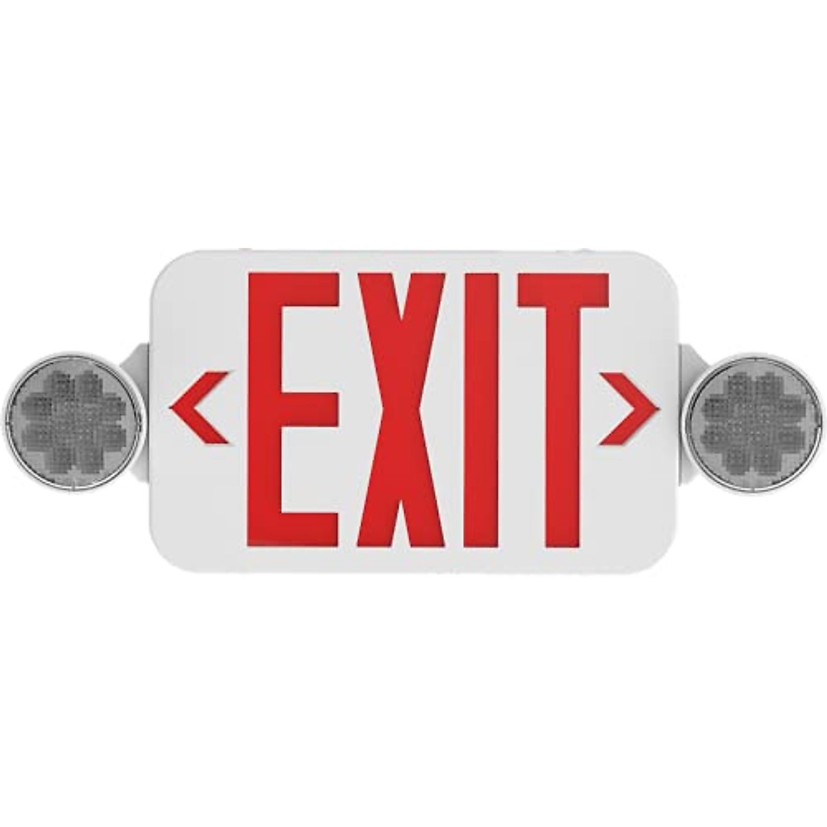 HUBBELL CCR, Remote Compatible Combination Outdoor Emergency Light and Red Letter Exit Sign, with 120/277VAC, 60Hz Input, 2 Fully Adjustable LED Lamps, 18 in x 2 in x 8.2 in, White