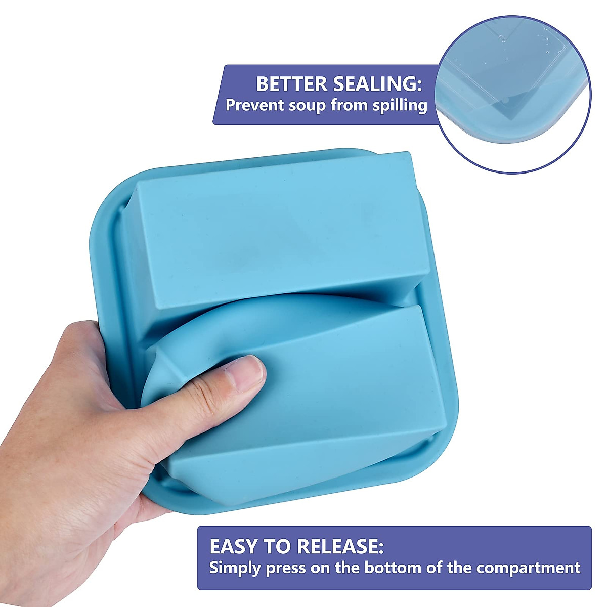 Kinggrand Kitchen 1-Cup Silicone Freezer Tray with Lid 2 pack Soup freezer molds Food Freezing Container Make 4 Perfect Soups, Broths, Stews, Sauces, Curries