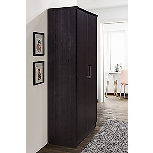 HODEDAH IMPORT Furniture 2 Door Wardrobe with Adjustable/Removable Shelves & Hanging Rod, Chocolate
