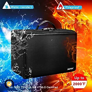 Fireproof Photo Storage Box with Lock,ENGPOW Photo Box Organizer with Divider＆Mesh Bag,Collapsible Portable Photo Storage Containers with Handle for Photos, Picture,Scrapbook,Art,Craft(Box Only)