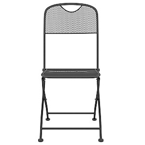 vidaXL Expanded Metal Mesh Folding Patio Chairs in Anthracite - Industrial Style Outdoor Seating Furniture for Patio, Garden - Pack of 2