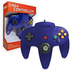 Old Skool Classic Wired Controller Joystick Compatible with Nintendo 64 N64 Game System - Blue
