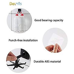 2 PCS Kitchen Utensil 360°Rotating Folding Hook Rack Utility Self-Adhesive 6 Claw Wall-Mounted and Under Cabinet Holder Wall Hooks with Heavy Duty Hanging for Home Bathroom Office(Black + White)