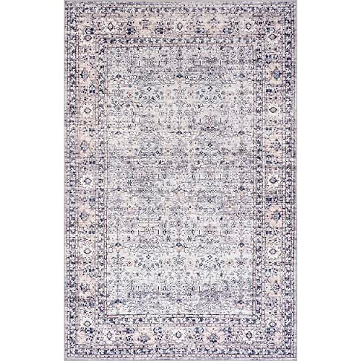 nuLOOM Indy Vintage Stain-Resistant Machine Washable Area Rug, 8' x 10', Grey