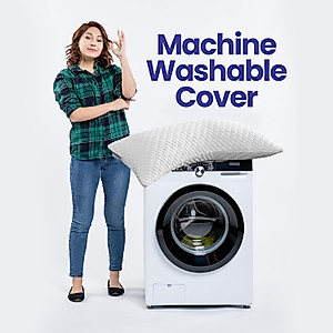 Sidney Sleep Side and Back Sleeper Pillow for Neck and Shoulder Pain Relief - Memory Foam Bed Pillow for Sleeping - 100% Adjustable Fill - Queen Size Washable Case. Extra Fill Included (Queen, White)