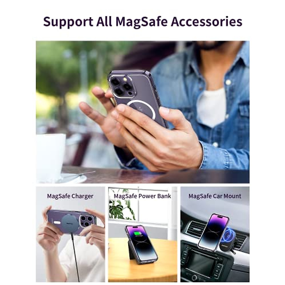 MOMAX Magnetic Phone Case, Clear Hybrid Lite Magsafe Case for iPhone 14 Pro Max, Slim Magnet Phone Case with Anti-Scratch,Shock,Drop Protection, Non Yellowing 14 Pro Max Case with Magnet, Clear