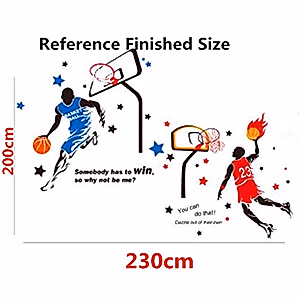 KeLay Fs 3D Basketball Player Wall Decals Decors for Boys Room,Sports Wall Decals Stickers, Basketball Slam Dunk Wall Decals for Boys Bedroom