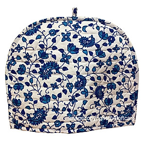 GDONLINE Blue White Cotton Handmade Designs Tea Cozy Creative Tea Cosy Indian Mandala Tea Cozies Tea Pot Cover
