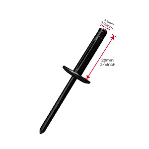 Aifeier ET 50 Pcs 3/16" x 3/4" Aluminum Blind Rivets Black Tri-Fold Exploding Pop Rivets for Kayak Canoe and Boat Accessories