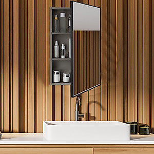 Suzile Medicine Cabinets with Mirror Bathroom Mirror Medicine Cabinet Wall Mounted Framed Recessed Bathroom Medicine Cabinet with Mirror 16 x 24 inch Mirror Cabinet Size (Light Grey,1 Pack)