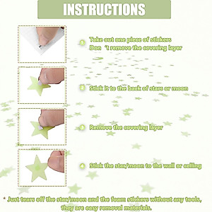 ORIJOYNA 201 Count Glow in The Dark Stars with Bonus Moon - Luminous Decor Ceiling Wall Stickers - for Kids and Toddler Room Decorations Wall Murals