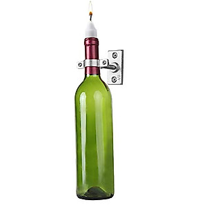 Lily's Home Bar Wall Mount Single Wine Bottle Display Holder, Industrial Design with Mounting Hardware, Works with Wine or Liquor Bottles, Silver Finish (4-1/2” x 1-3/8” x 2-3/4”)