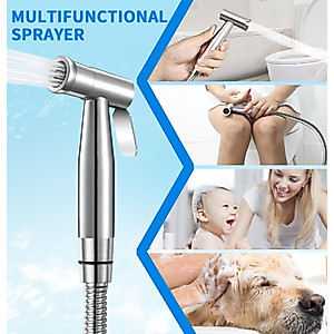 Toilet Handheld Bidet Water Sprayer: Muslim Shower Hand Held Bidet Sprayer Hose Set for Cloth Diaper Washer Bathroom Sink Toilets Bidets Cleaning Faucet Jet Spray Valve Attachment Kit Stainless Steel