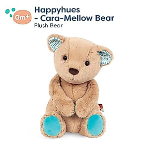 B. toys- B. softies-12" Plush Bear- Soft & Cuddly Plush Teddy Bear – Huggable Stuffed Animal Bear Toy – Washable – Newborns, Toddlers, Kids- Happy Hues-Cara-Mellow Bear- 0 Months +