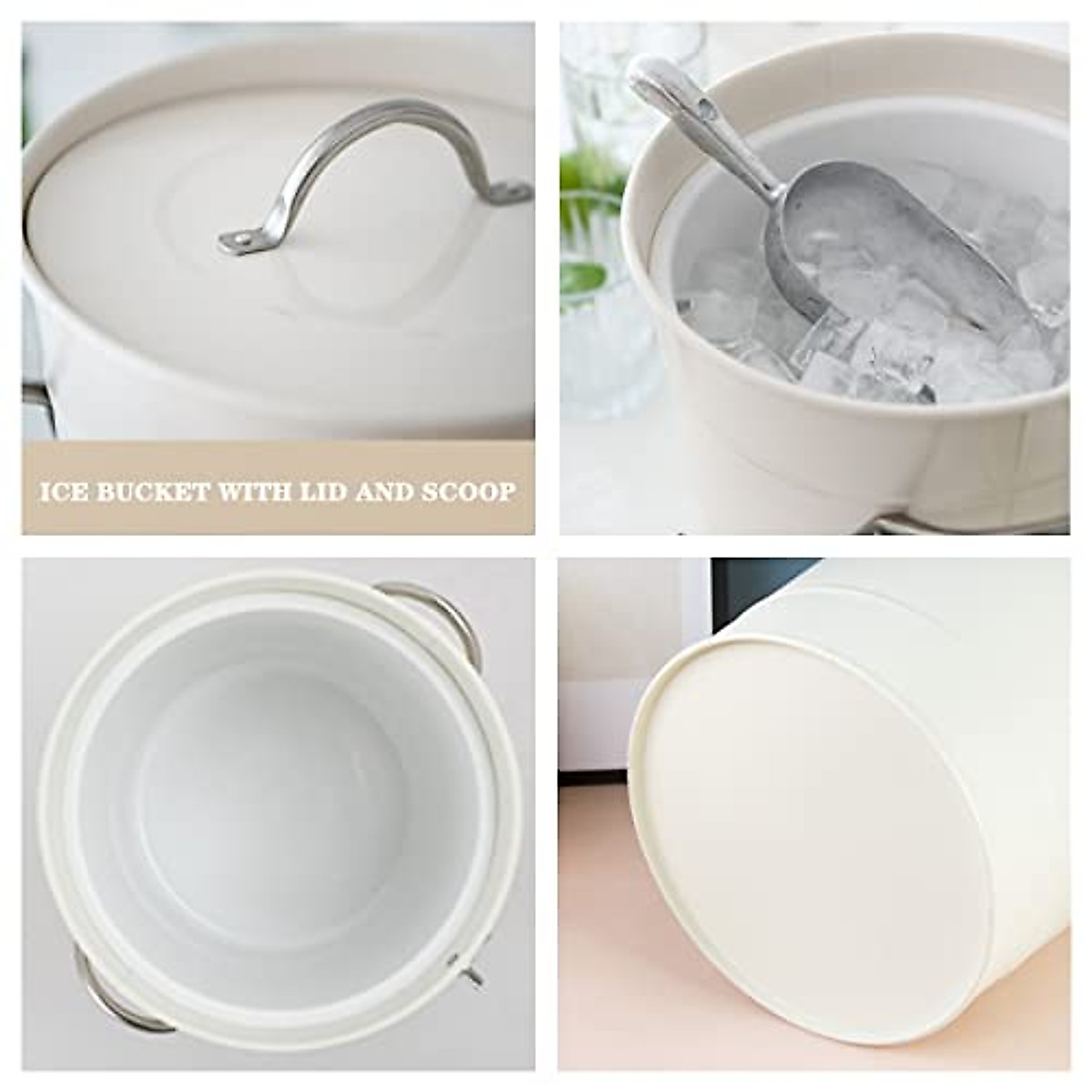 HFWYJF 4.2 Quart/4 Liter Double Wall Ice Bucket,Ice Bucket for Cocktail Bar,Ice Buckets for Parties,Insulated Ice Buckets with Lid and Scoop,Party Beverage Tub for Home Kitchen Outdoor