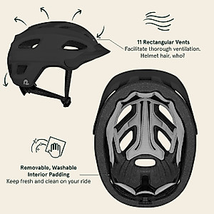 Retrospec Lennon Bike Helmet with LED Safety Light Adjustable Dial & Removable Visor - Adjustable Bicycle Helmet for Adult Men & Women - Matte Black One Size