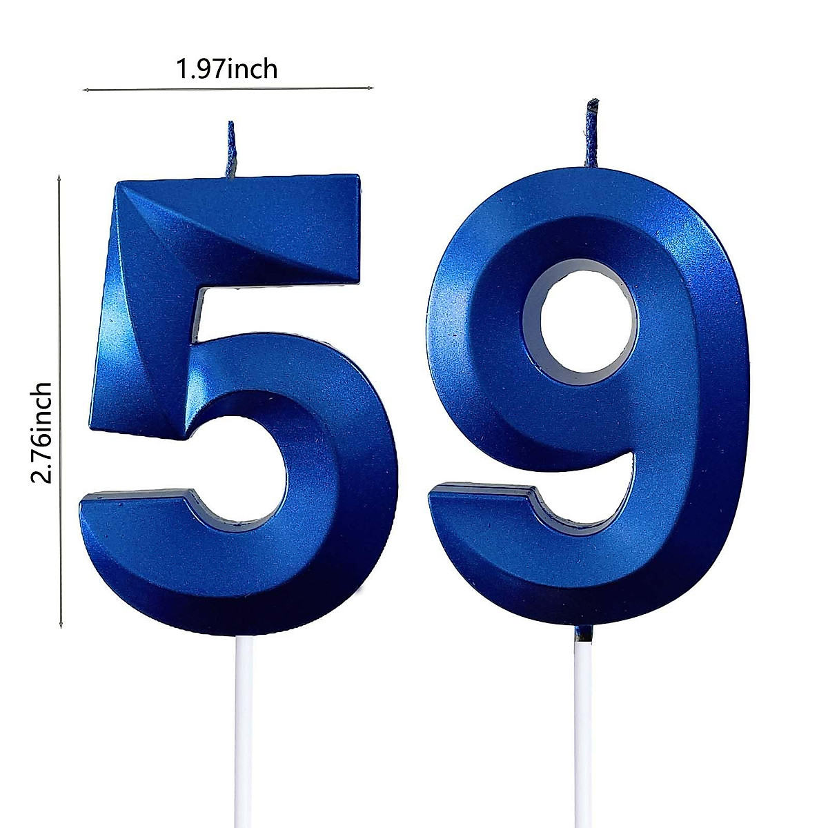 2.76" 59th 95th Number Candles Birthday Gifts for Women Men Birthday Decorations Birthday Candles Numbers Happy Birthday Candles for Cake 2 Candle for Women for Men (Blue)