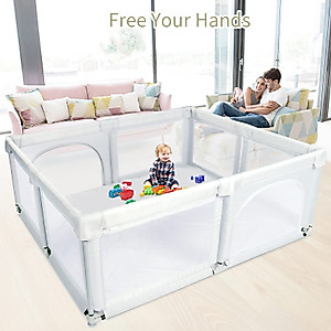 Extra Large Baby Playpen with Mat Included 70x60, Play Pens and Play Yard for Babies and Toddlers