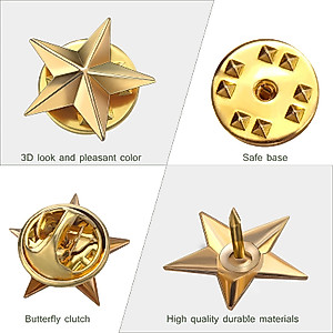 40 Pieces Star Badge Lapel Pin for 4th of July Memorial Day Independence Day Celebration Veterans Day Party Labor Day Theme Party Costume Decorations (Gold)