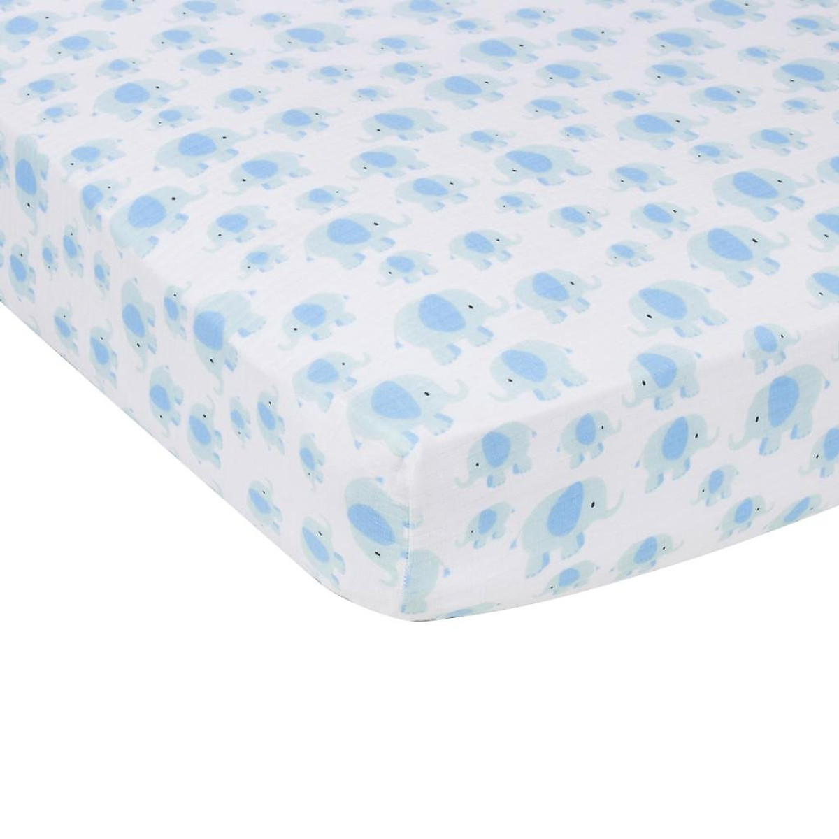 Blue Elephants MiracleWare Muslin Crib Sheet